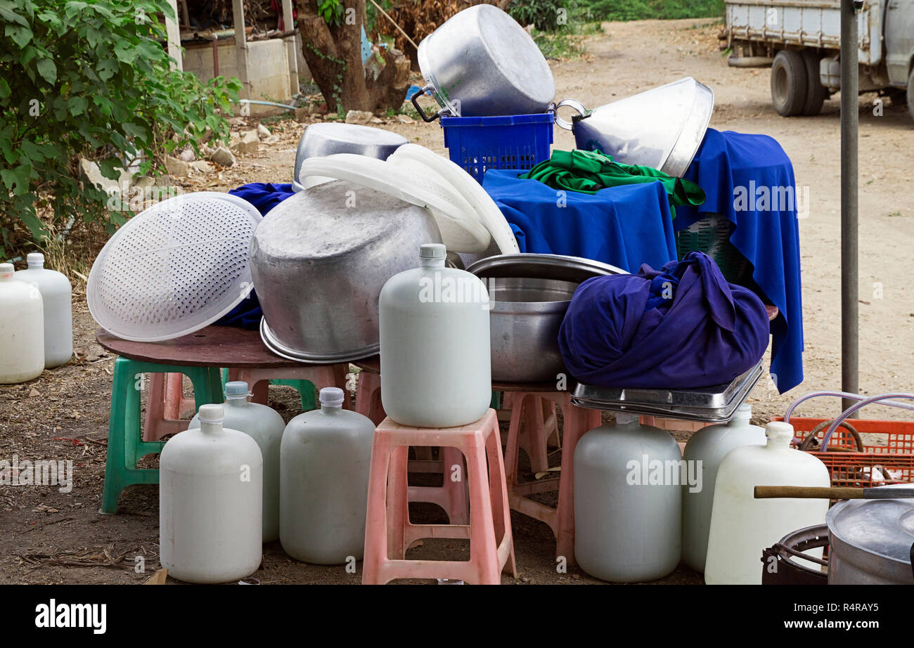 cooking utensils ground floor water jug Stock Photo - Alamy