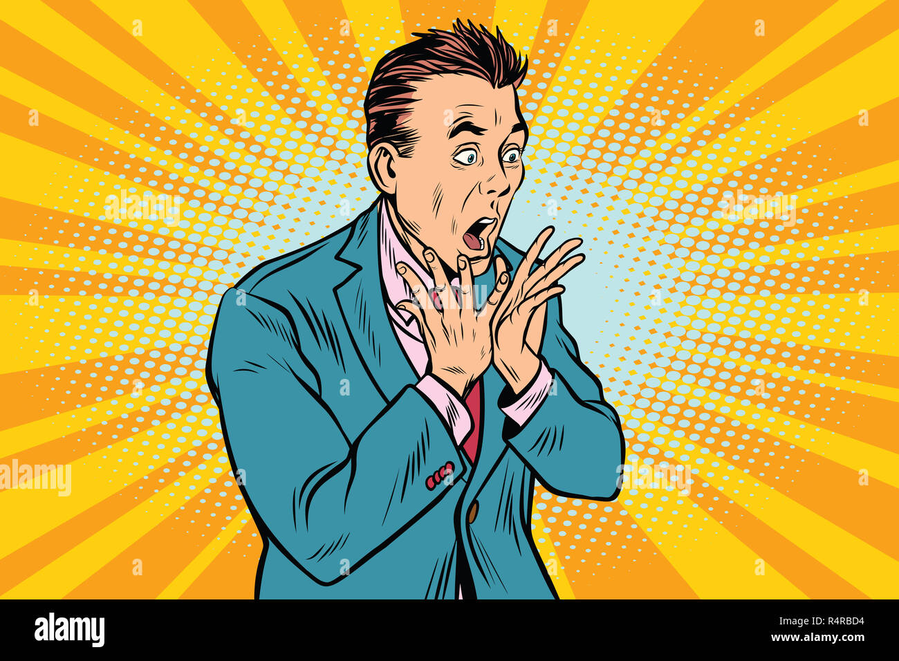 Businessman scared, shock reaction Stock Photo - Alamy