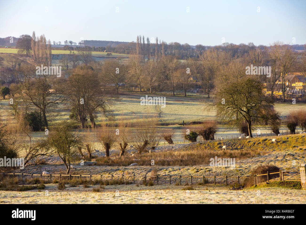 English countryside on a frosty winters morning around Chipping Campden ...
