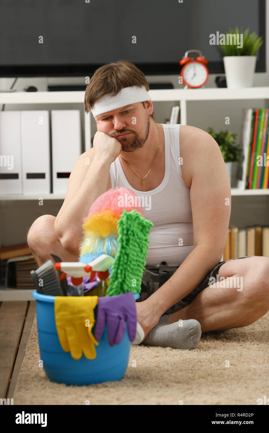 The man was left alone at home sadness Stock Photo - Alamy