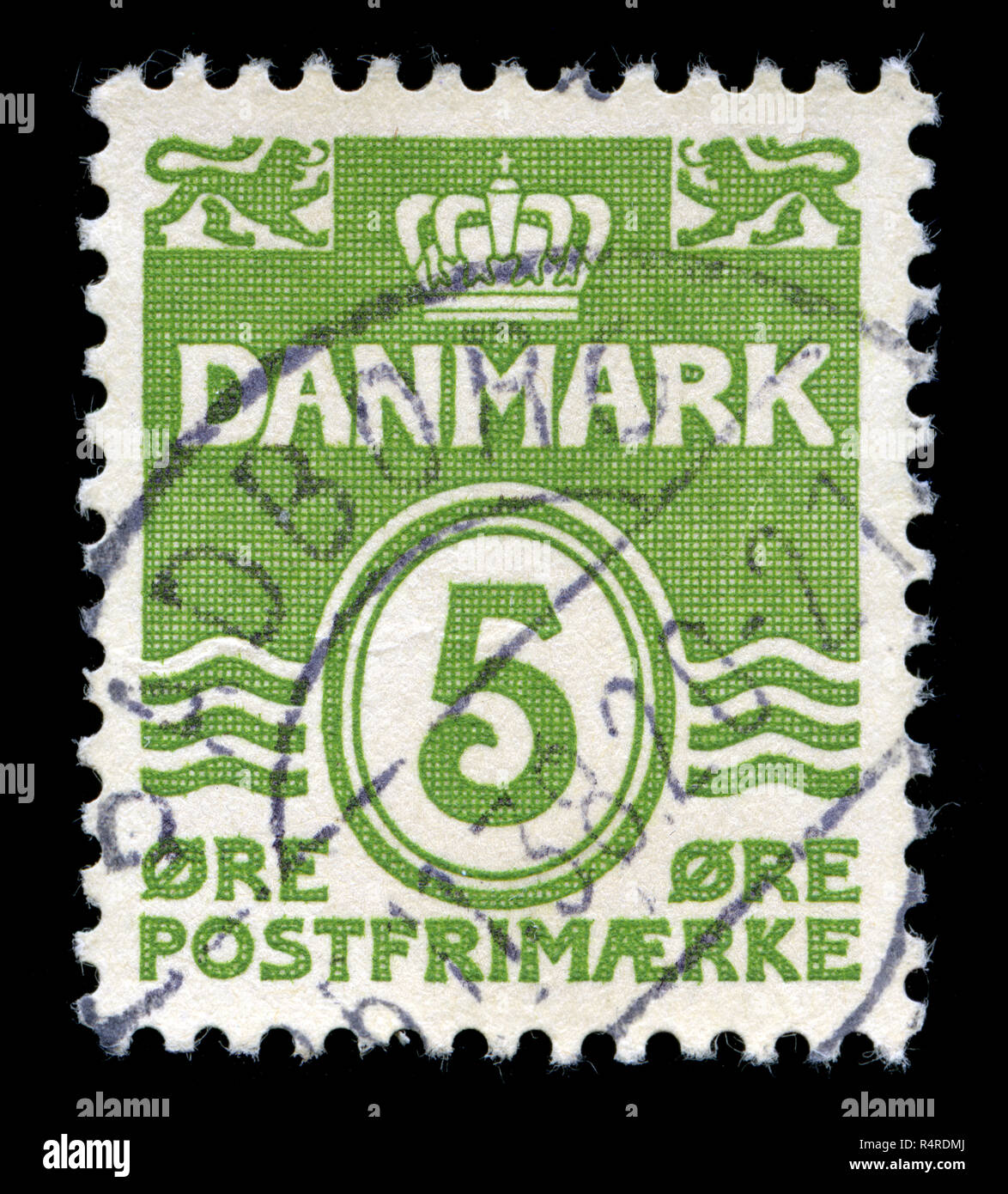 Postage stamp from Denmark in the Wavy Lines (NO Hearts / LINED ...