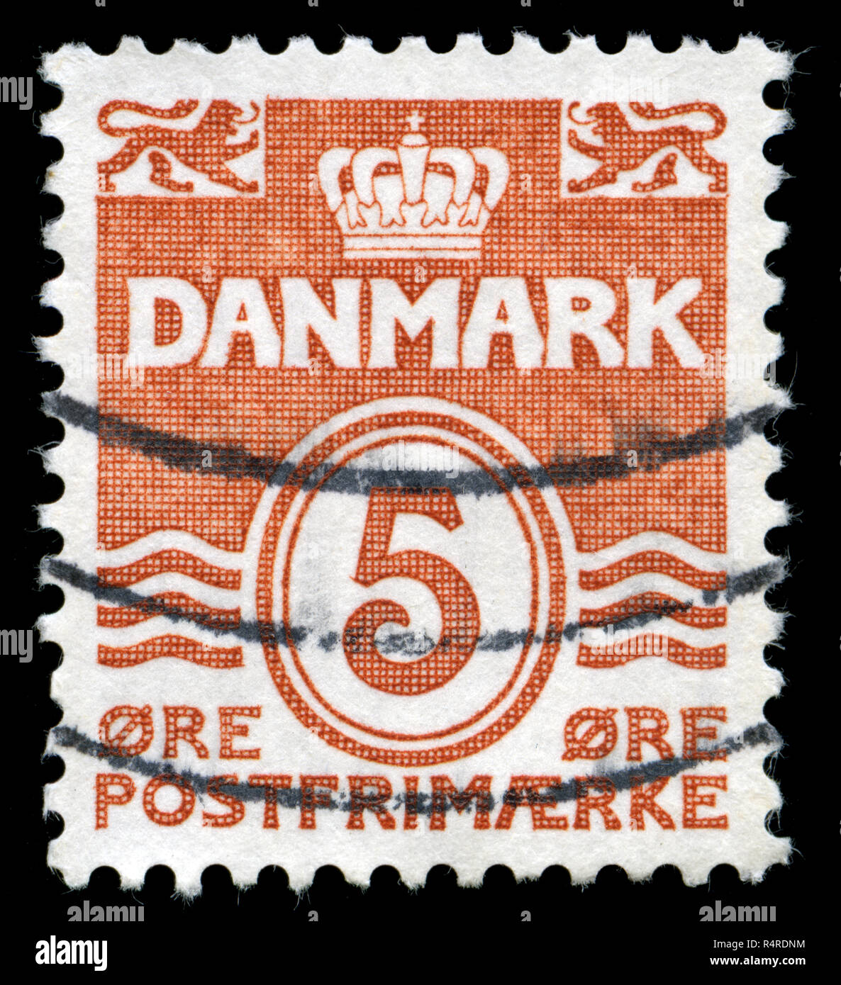 Postage stamp from Denmark in the Wavy Lines (NO Hearts / LINED ...