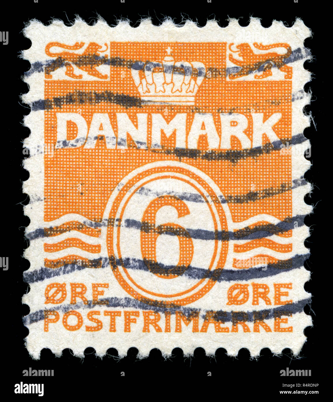 Postage stamp from Denmark in the Wavy Lines (NO Hearts / LINED ...