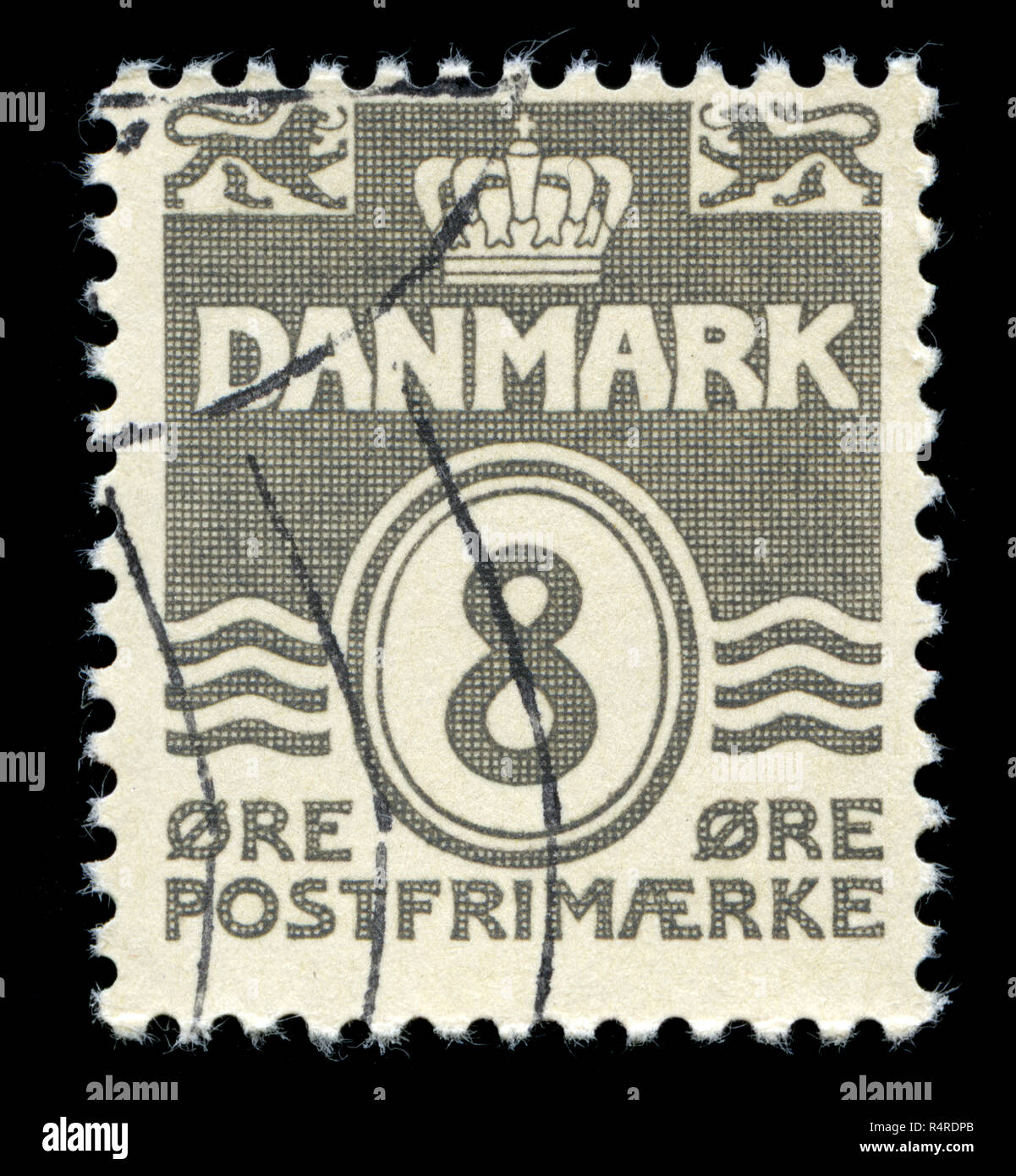 Postage stamp from Denmark in the Wavy Lines (NO Hearts / LINED ...