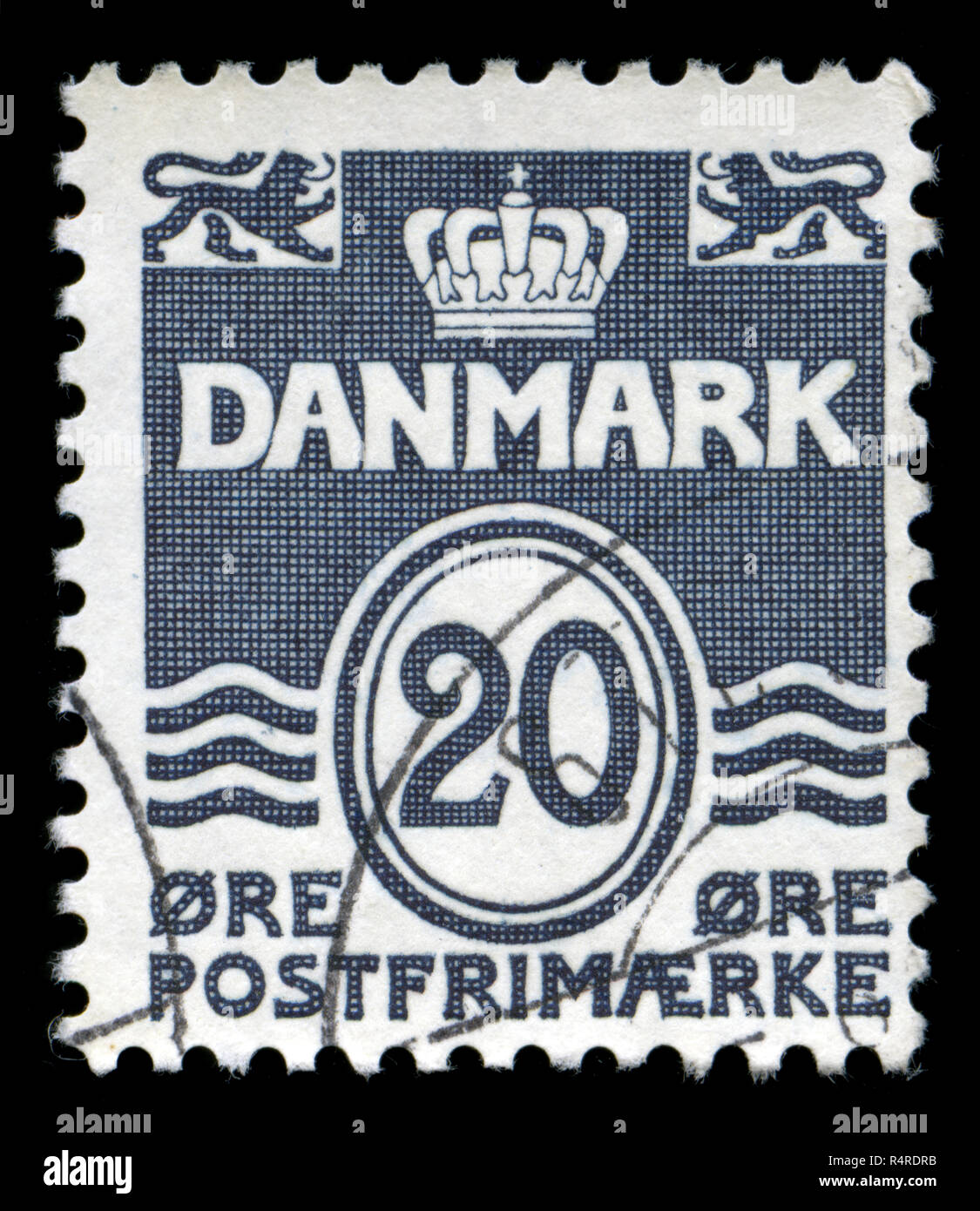 Postage stamp from Denmark in the Wavy Lines (NO Hearts / LINED ...