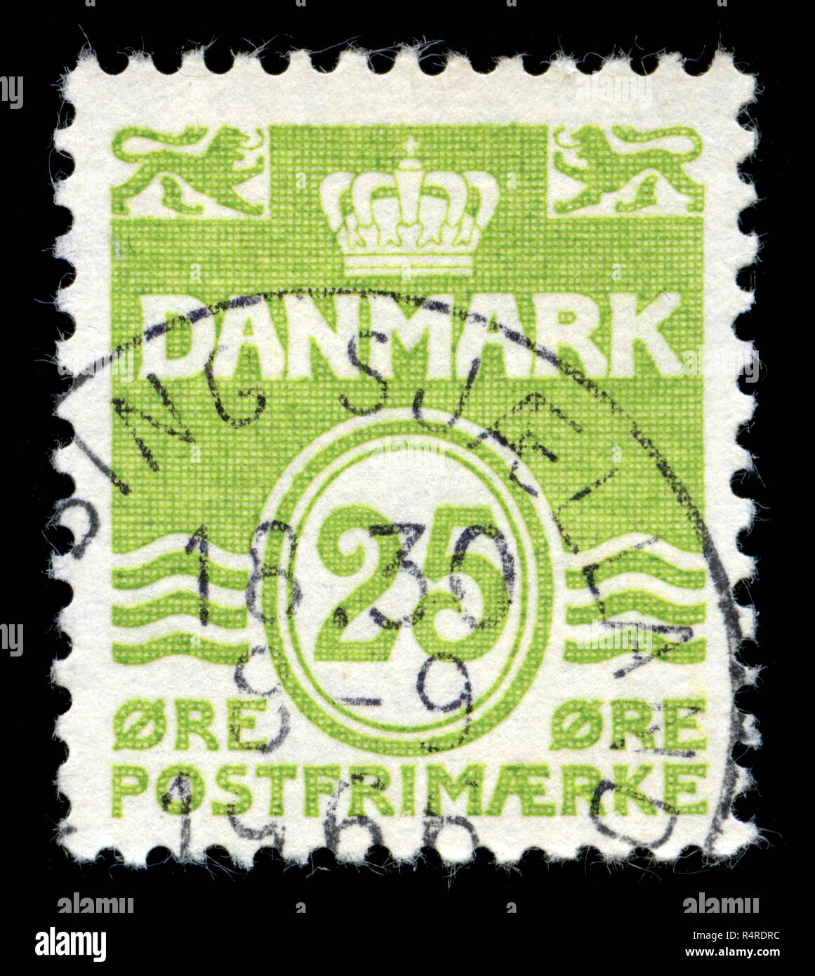 Postage stamp from Denmark in the Wavy Lines (NO Hearts / LINED ...
