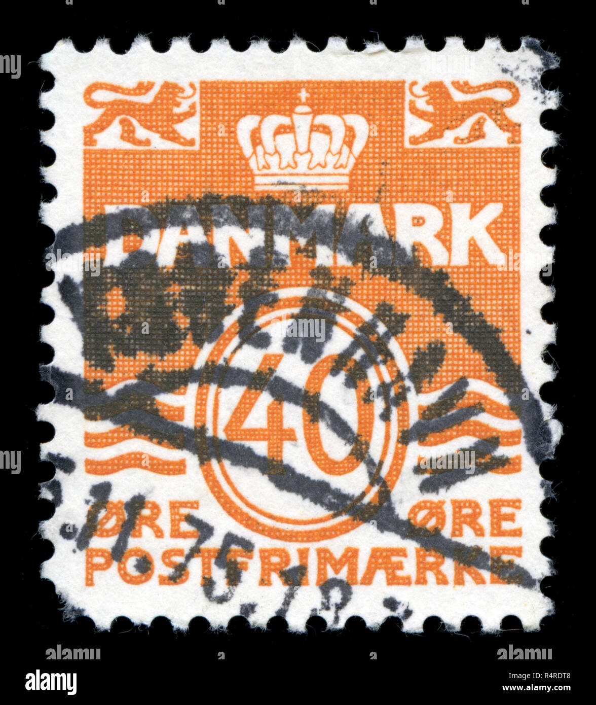 Postage stamp from Denmark in the Wavy Lines (NO Hearts / LINED ...