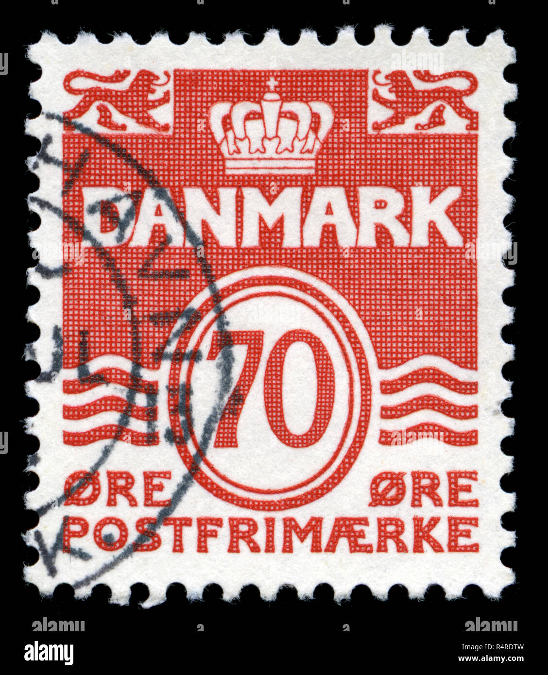 Postage stamp from Denmark in the Wavy Lines (NO Hearts / LINED ...