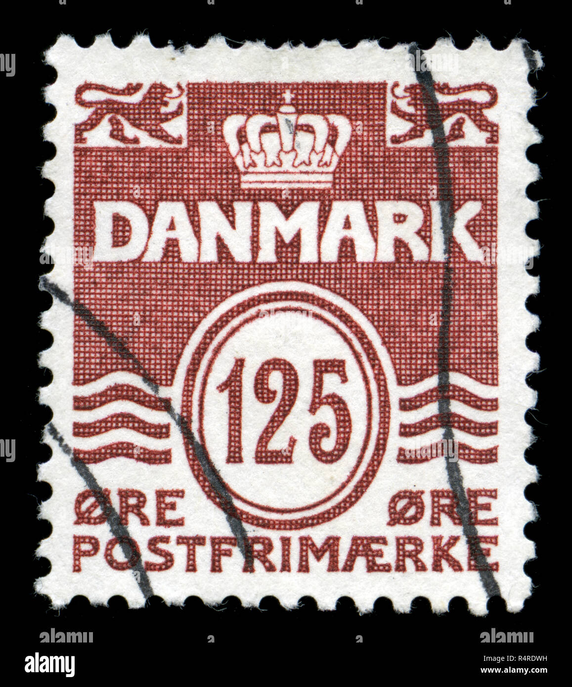 Postage stamp from Denmark in the Wavy Lines (NO Hearts / LINED ...