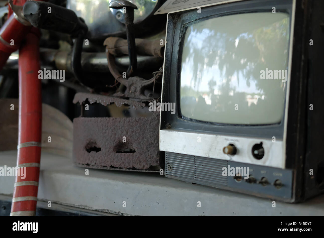 old obsolete vintage retro antique tv television Stock Photo - Alamy