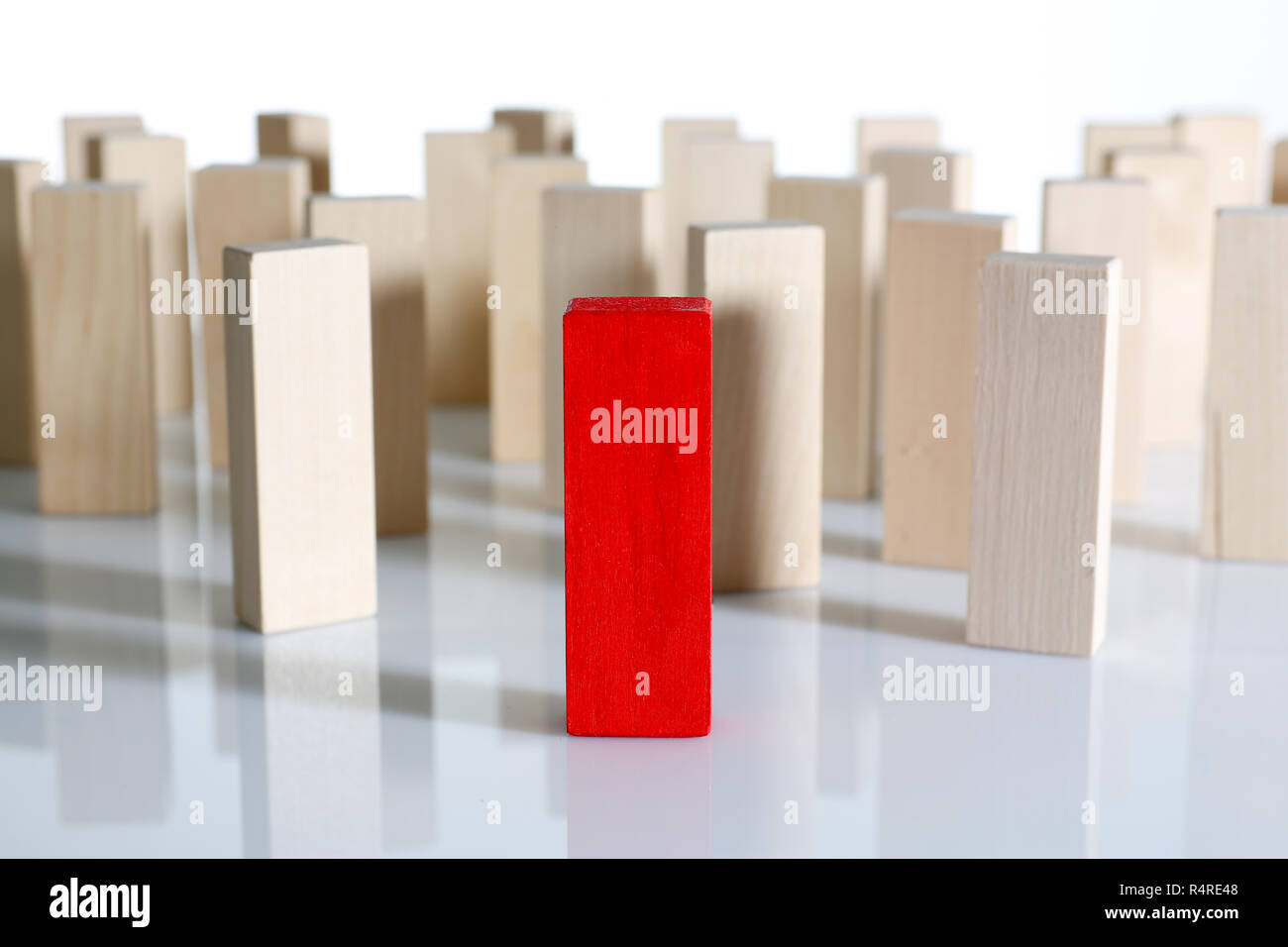 One red winner lottery wood block row Stock Photo - Alamy