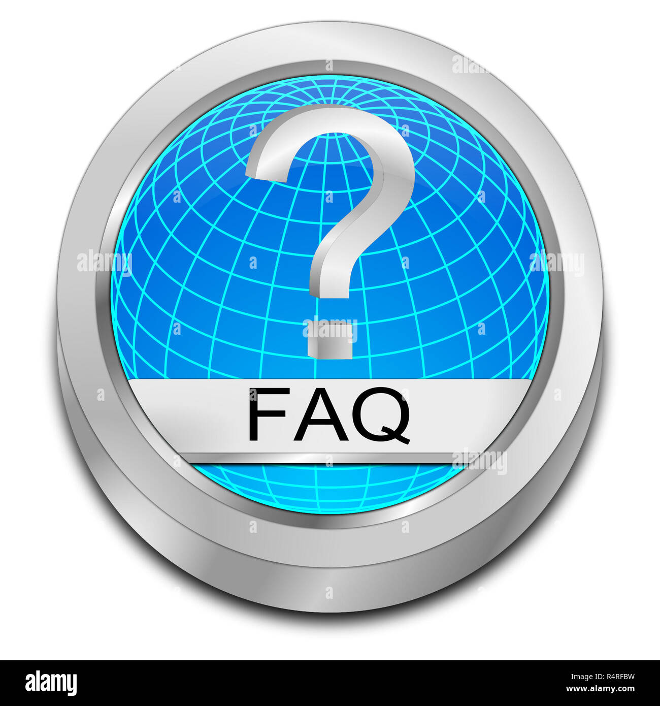 decorative glossy blue FAQ Button - 3D illustration Stock Photo - Alamy