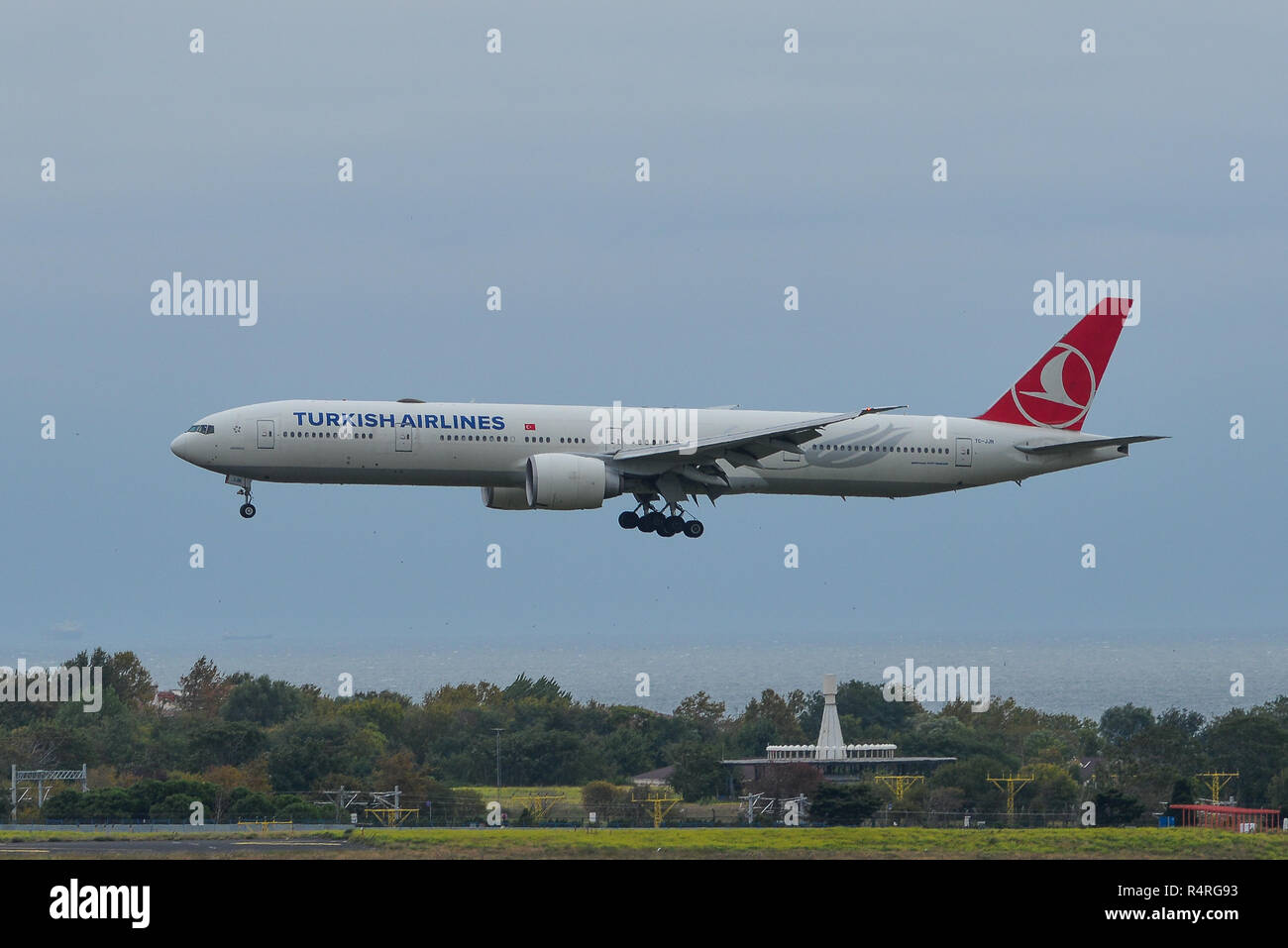 Istanbul, Turkey - Sep 30, 2018. A Boeing 777-300ER airplane of Turkish ...