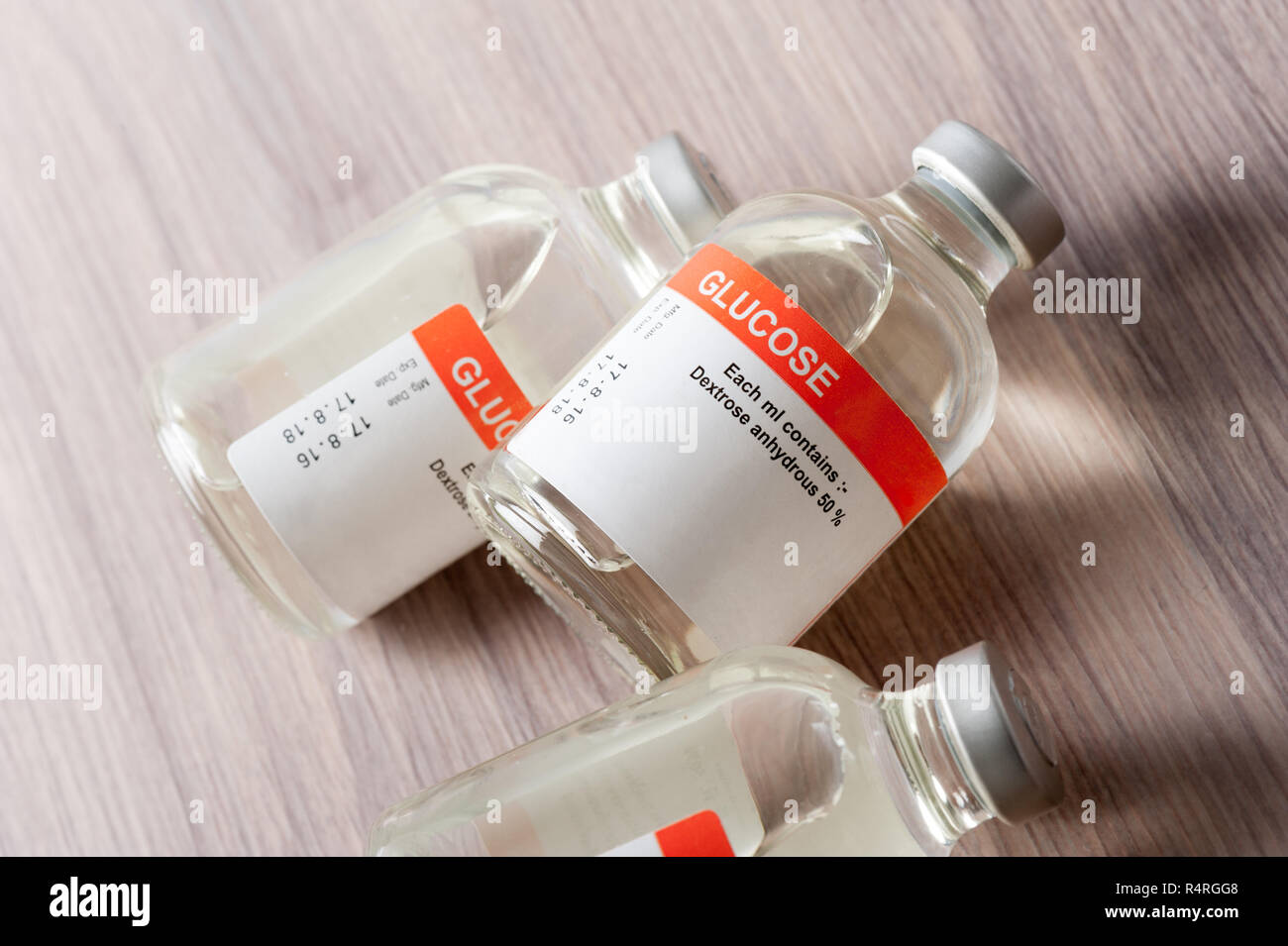 closeup vial of Glucose for Paranteral nutrition and for hypoglycemia ...