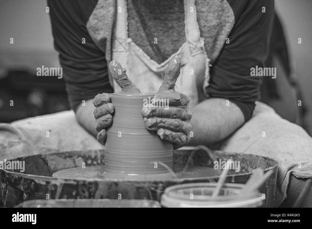 Clay pot maker Black and White Stock Photos & Images - Alamy