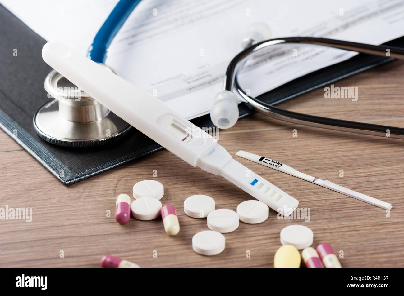 closeup pregnancy test with negative pregnant Stock Photo - Alamy