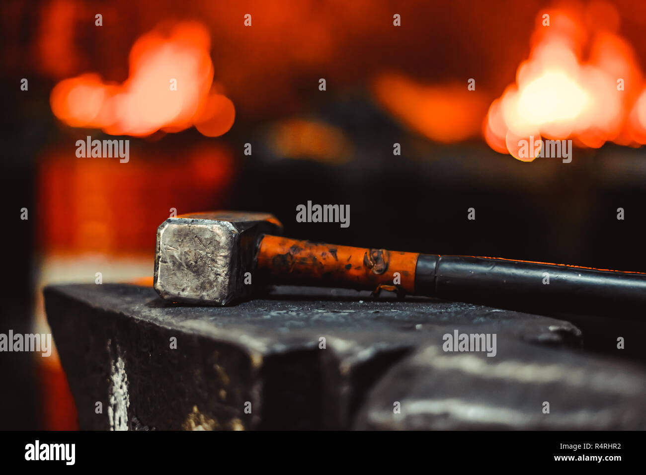 Hand anvil. hummers all blacksmith tools in forge Stock Photo - Alamy