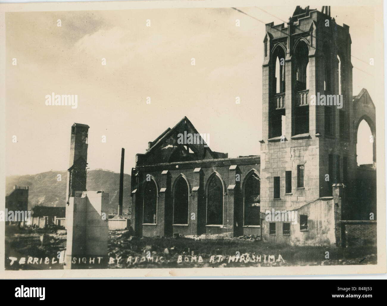 Ruins of devastated city after atomic bombing, August 1945, Hiroshima ...