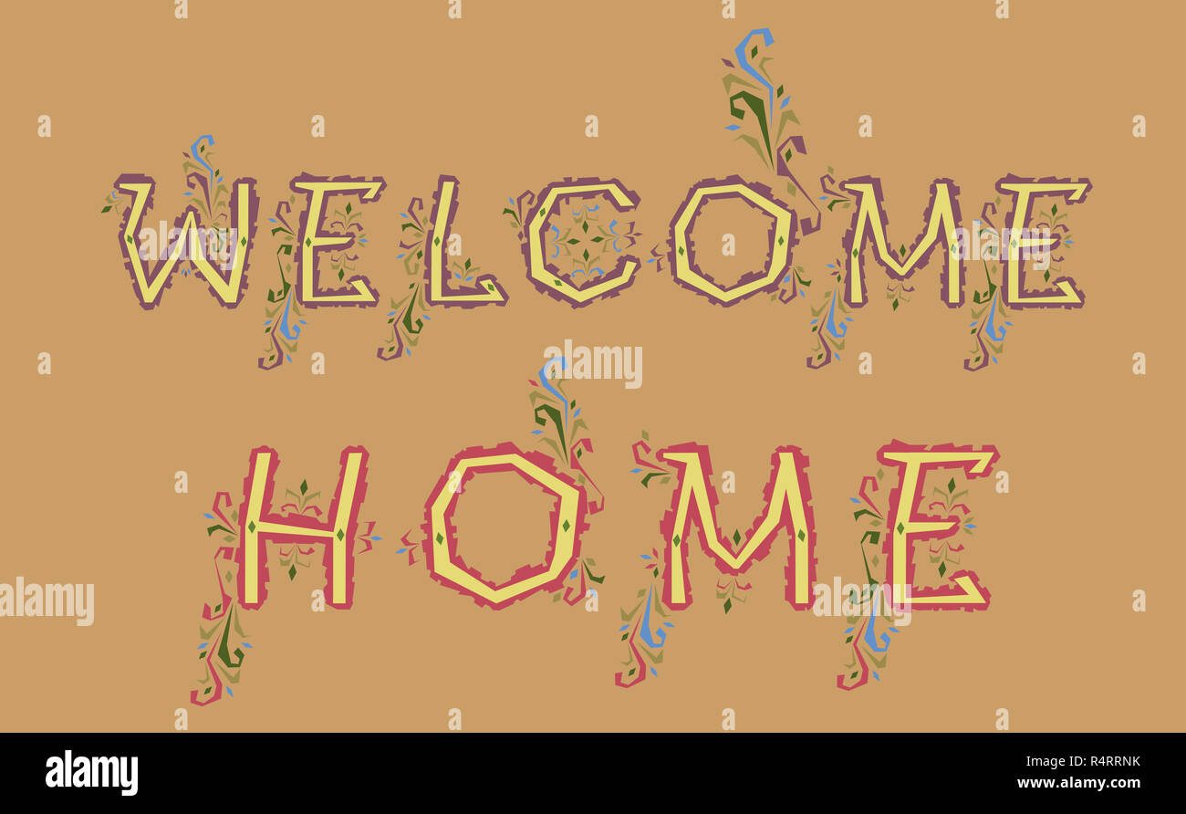 Welcome Home. Vintage card Stock Photo - Alamy