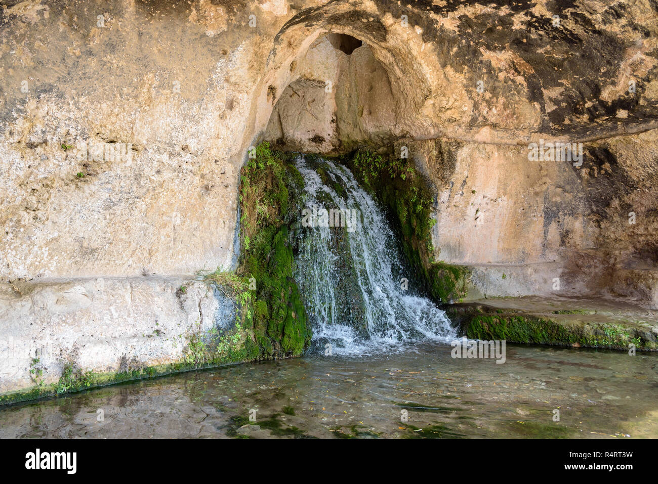 Fountain of the Nympheum in upper terrace of Greek Theatre in Syracuse ...