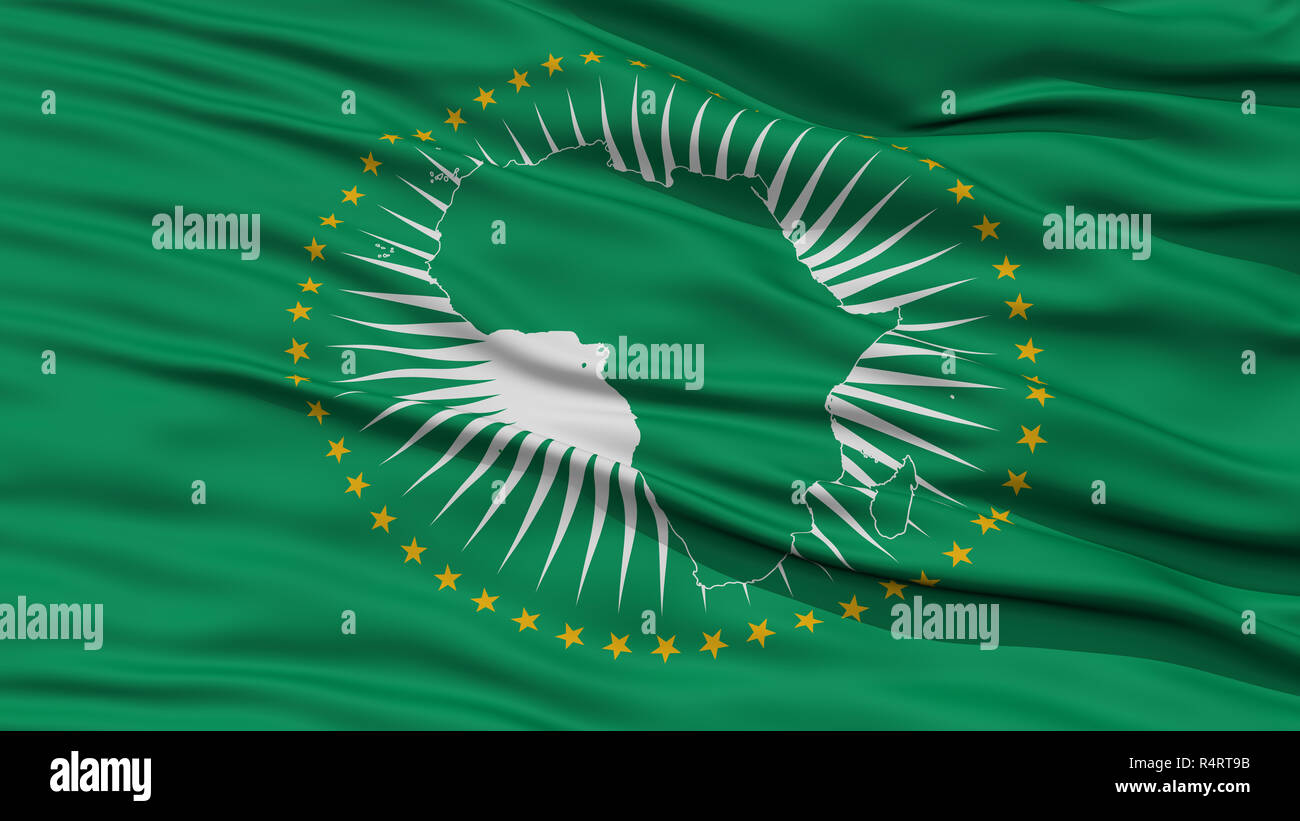Closeup African Union Flag Stock Photo - Alamy