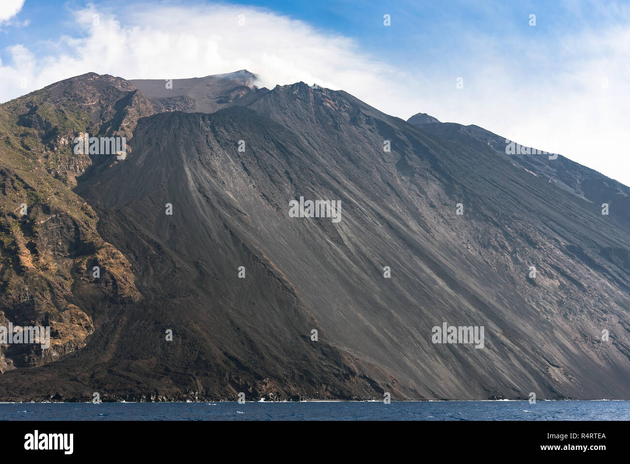 Slope of the volcano Stromboli, which is in continuous eruption ...
