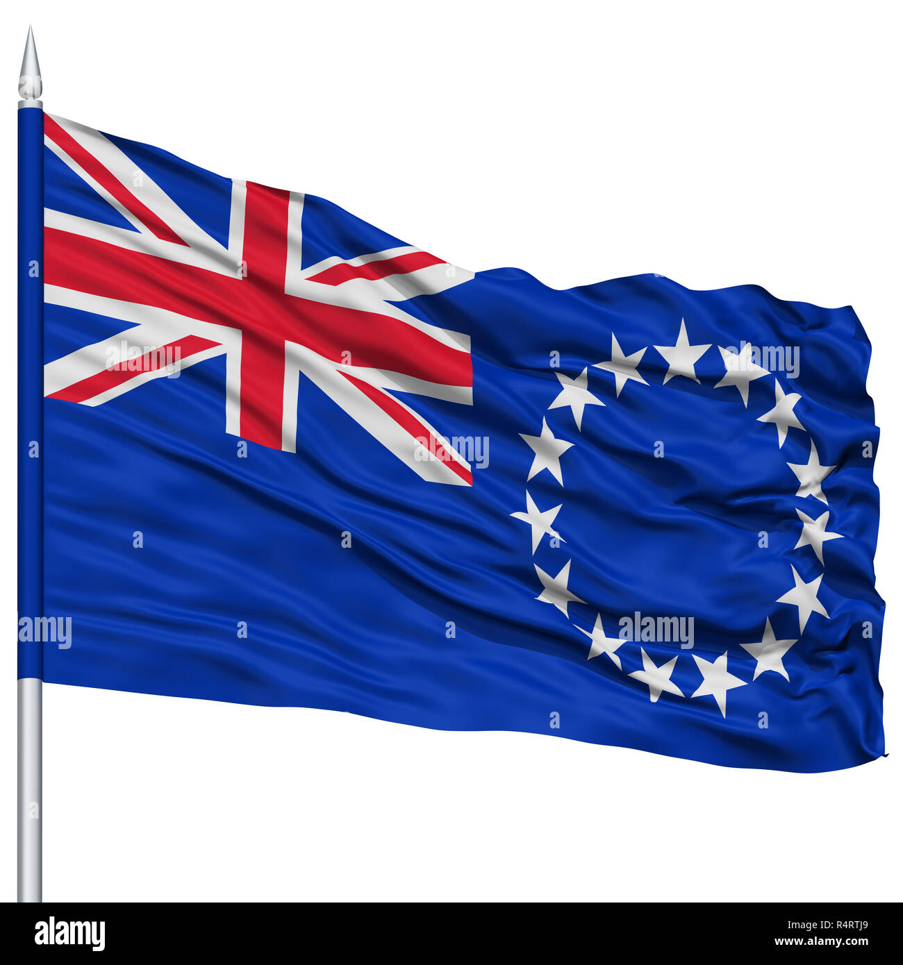 Cook Islands Flag on Flagpole Stock Photo - Alamy