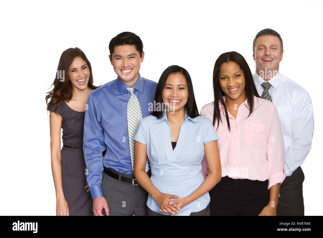 Diverse group of business people smiling isolated on white Stock Photo ...