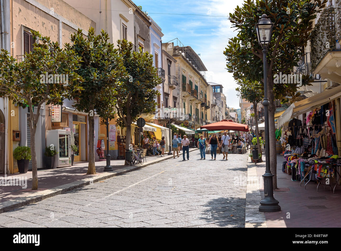 Lipari, Aeolian Islands, Italy - August 22, 2017: Tourists visit Corso ...