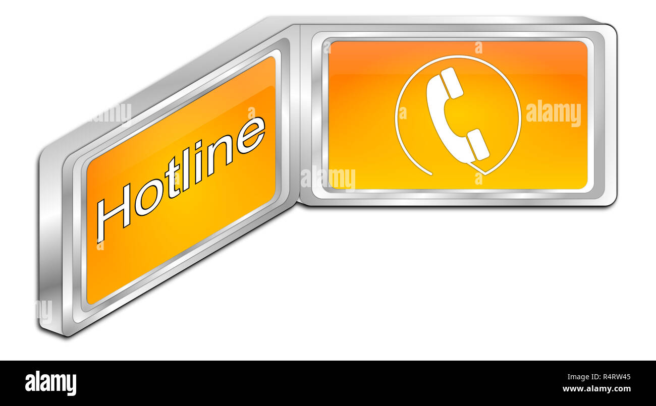 orange Hotline Button - 3D illustration Stock Photo - Alamy