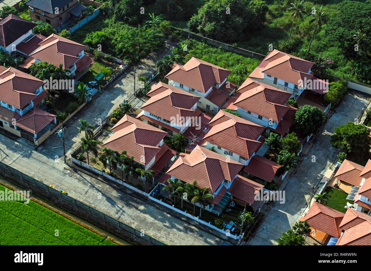 Residential area housing roofs view from the air Stock Photo - Alamy