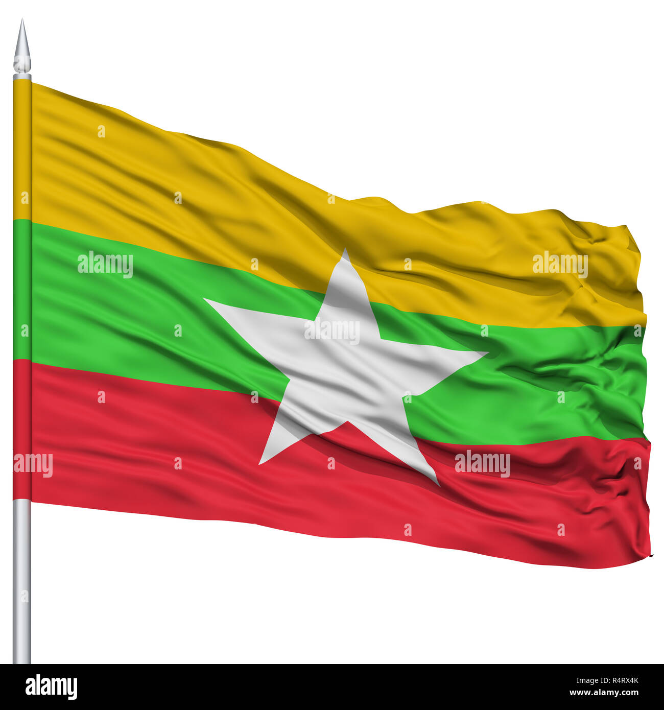 Myanmar Flag on Flagpole Stock Photo - Alamy