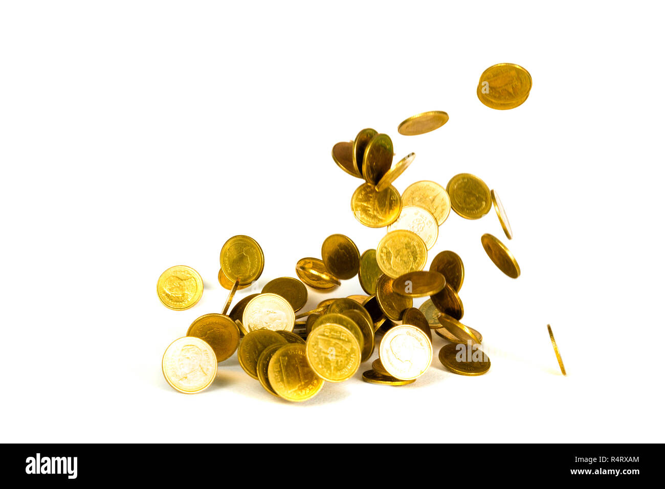 Movement of falling gold coin, flying coin, rain money isolated on ...
