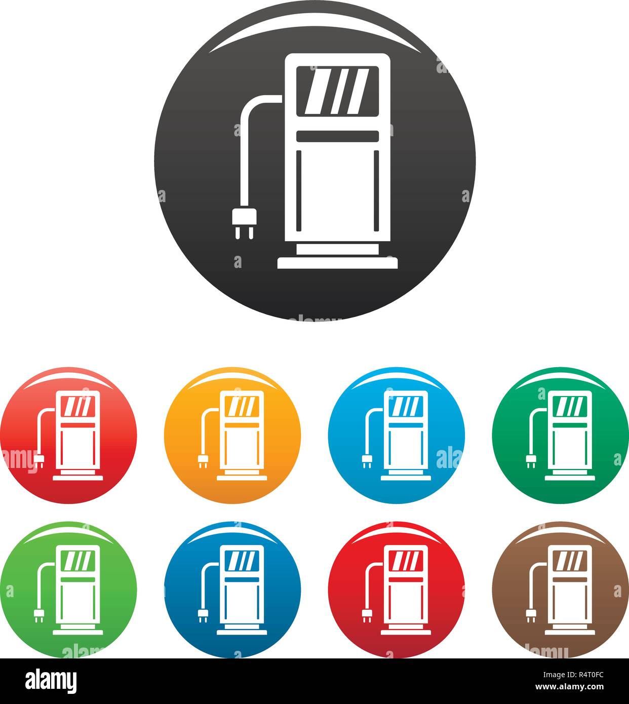 Electric recharge station icons set 9 color vector isolated on white ...