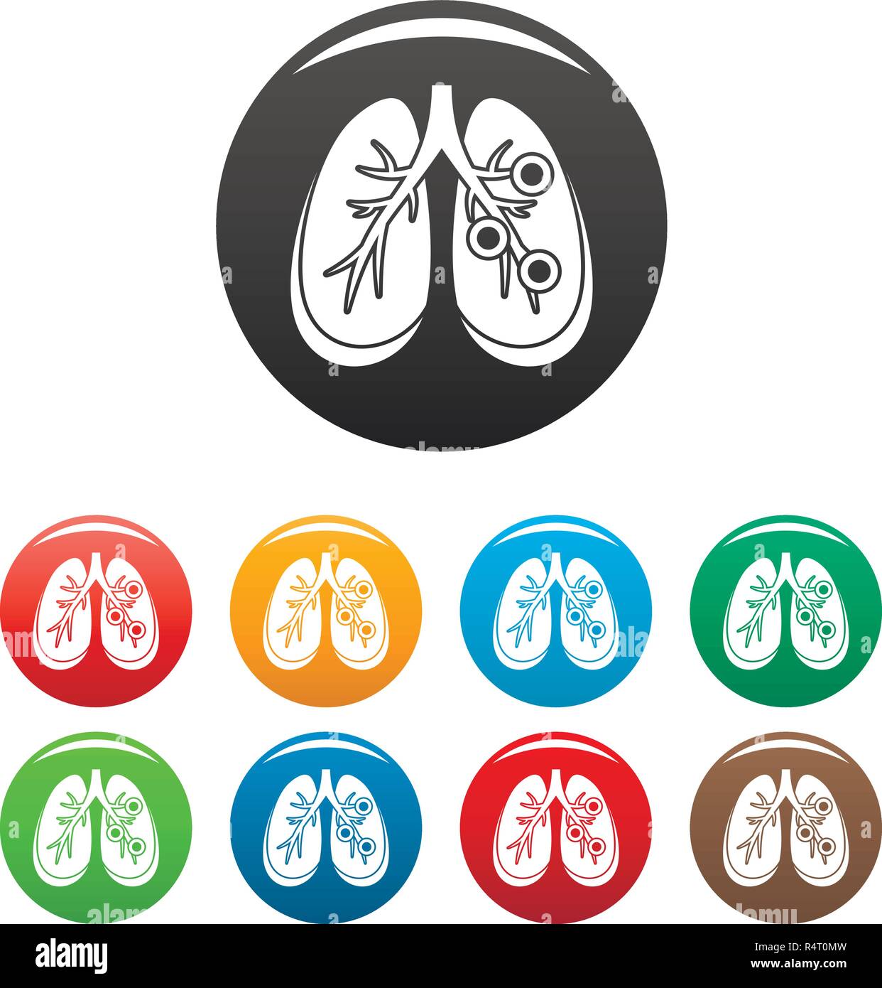 Bronchitis lungs icons set 9 color vector isolated on white for any ...