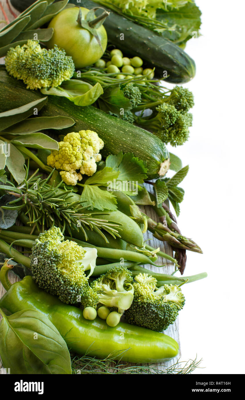 Green vegetables border Stock Photo - Alamy