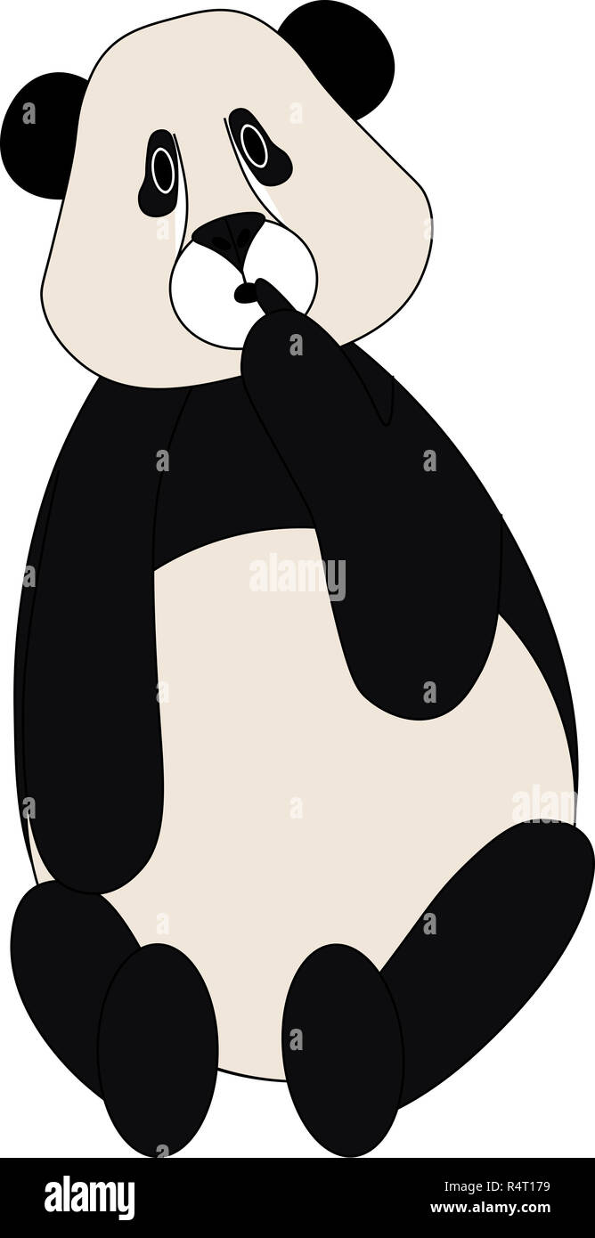 Illustration of a panda bear with its finger in its mouth Stock Photo ...