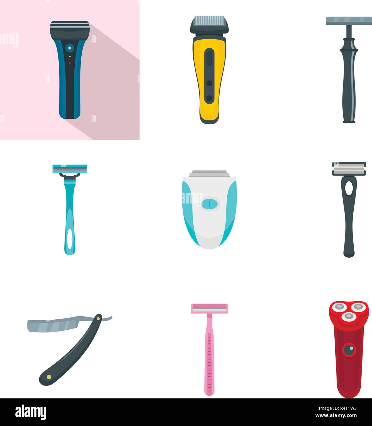 Shaver blade razor personal icons set. Flat illustration of 9 shaver ...