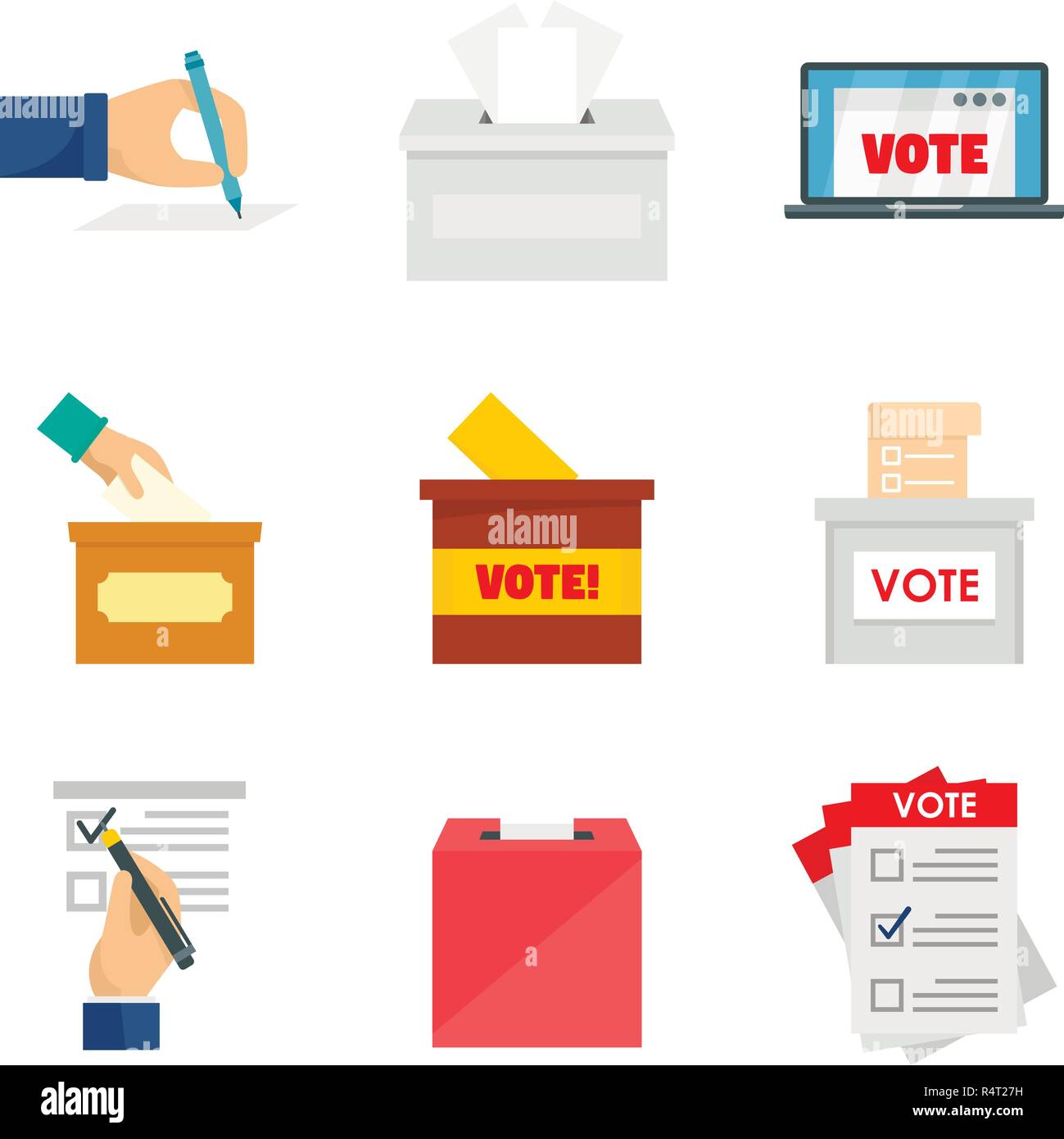 Ballot voting box vote polling icons set. Flat illustration of 9 ballot voting box vote polling ...