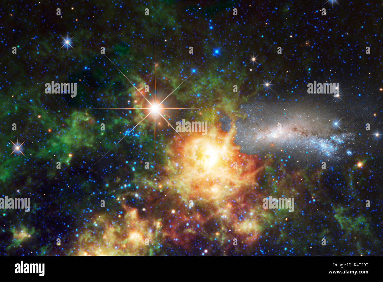 Glowing galaxy, awesome science fiction wallpaper. Elements of this image furnished by NASAnd ...