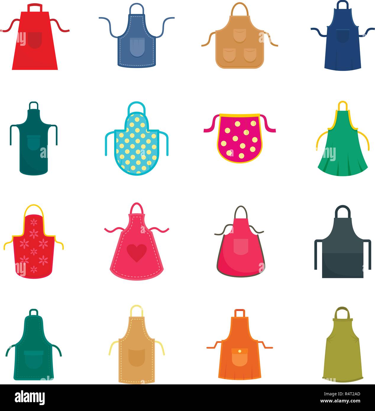 Apron cooking chef icons set. Flat illustration of 16 apron cooking ...