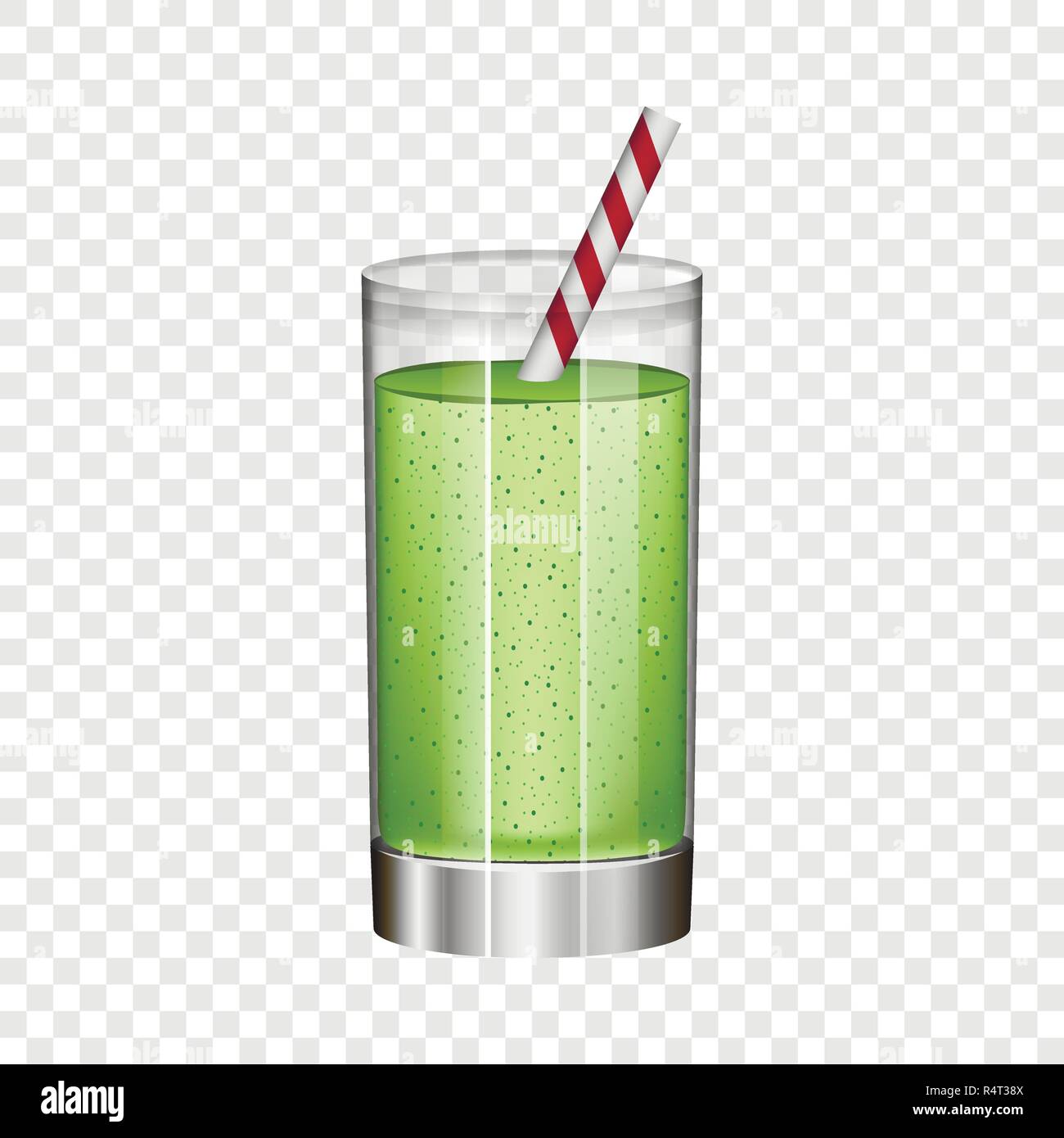 Green smoothie in glass mockup. Realistic illustration of green ...