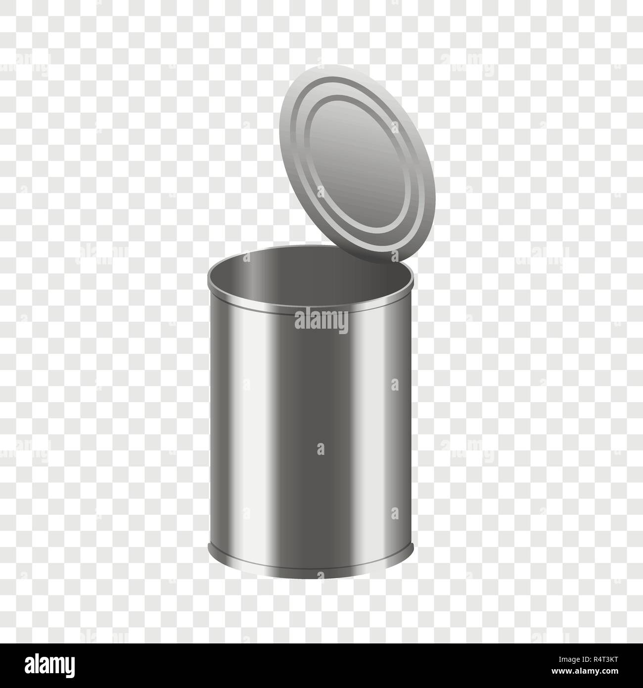 Open tin can mockup. Realistic illustration of open tin can vector ...