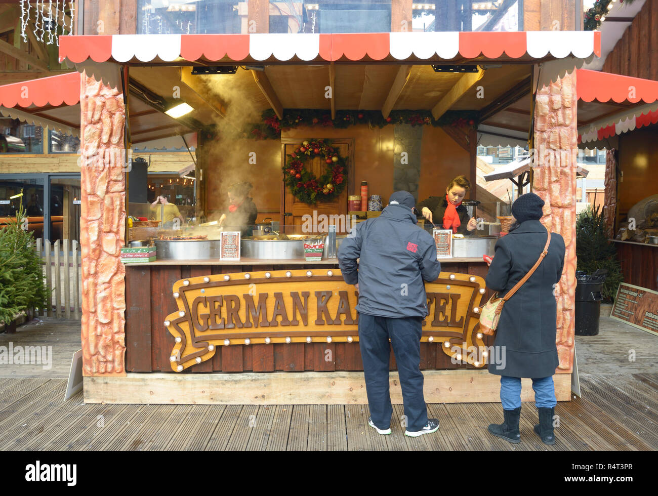 German food stall, at Winter Wonderland, Nottingham, England Stock ...
