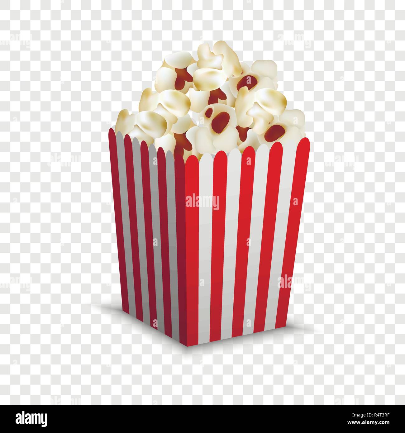 Stripped popcorn box mockup. Realistic illustration of stripped popcorn ...