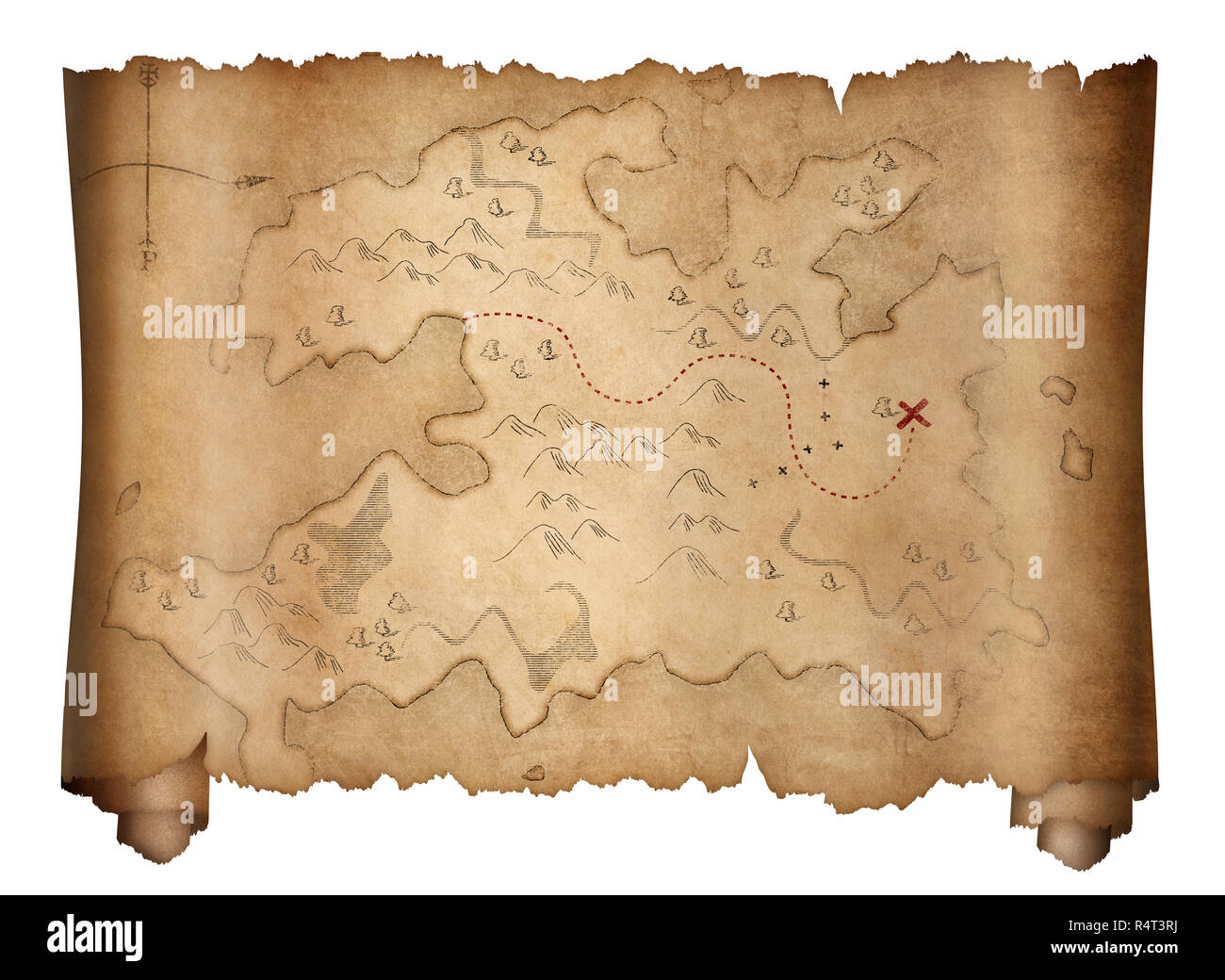 pirates treasure map scroll isolated Stock Photo - Alamy