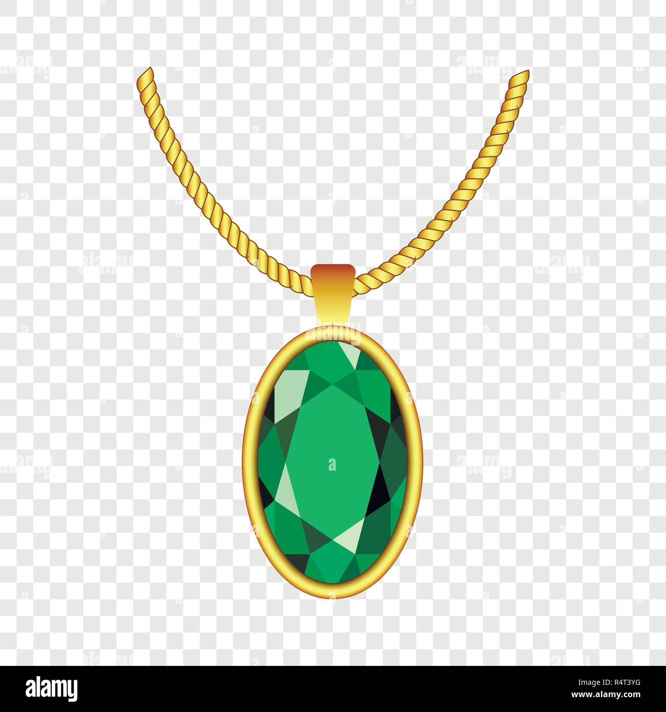 Emerald necklace icon. Realistic illustration of emerald necklace ...
