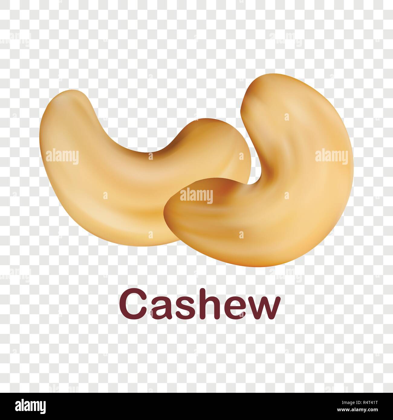 Cashew icon. Realistic illustration of cashew vector icon for on transparent background Stock ...