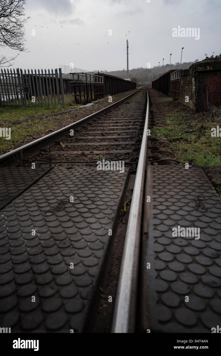 Single railway track, Sea Mills, Bristol, UK Stock Photo - Alamy