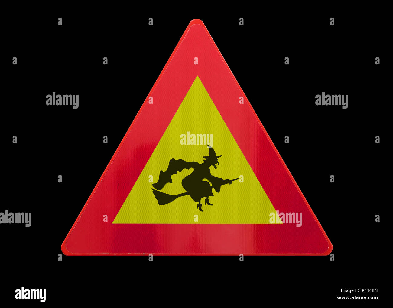 Traffic sign isolated - Witch - Isolated on black Stock Photo - Alamy